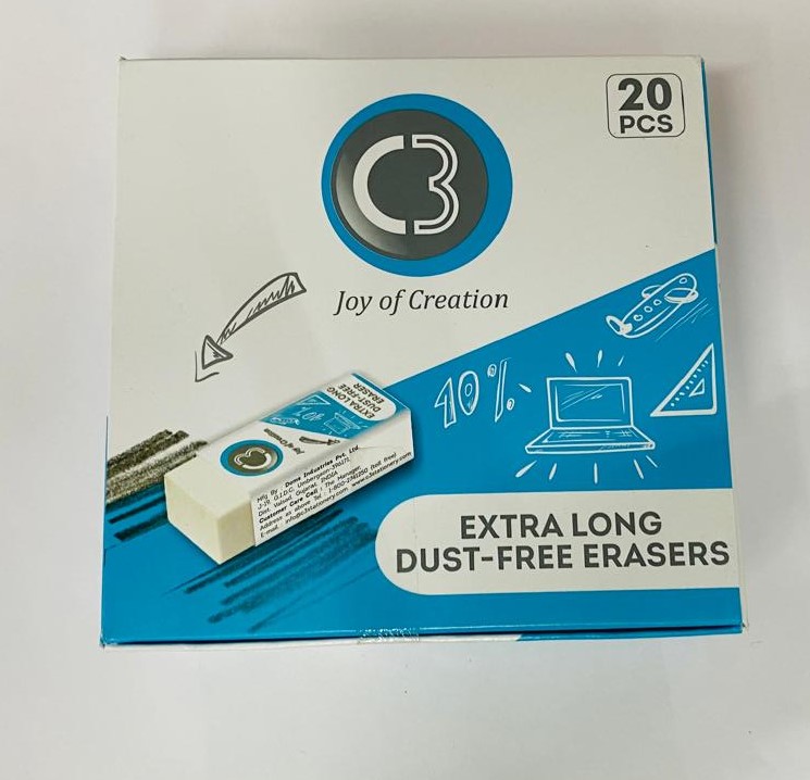 Doms C3 Extra long Dust-Free Eraser 20 Pcs Pack Buy Online