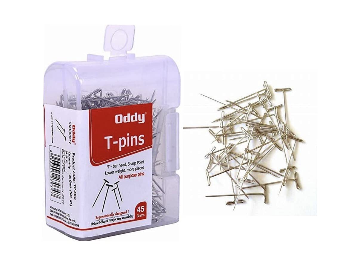 Oddy T-Shaped Pins Easy Insertion & Removal of Paper Clip 45gm per pack ...